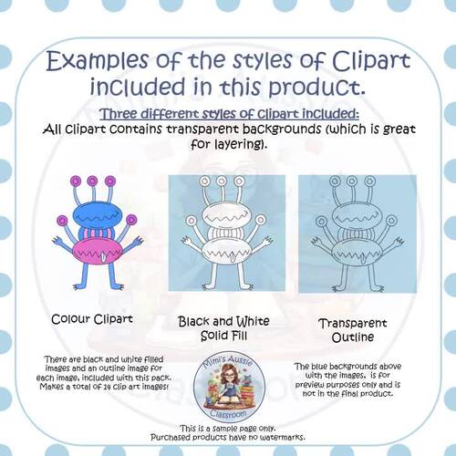 Monster Clipart for Commercial Use, Pack 2 by Mimi's Aussie Classroom