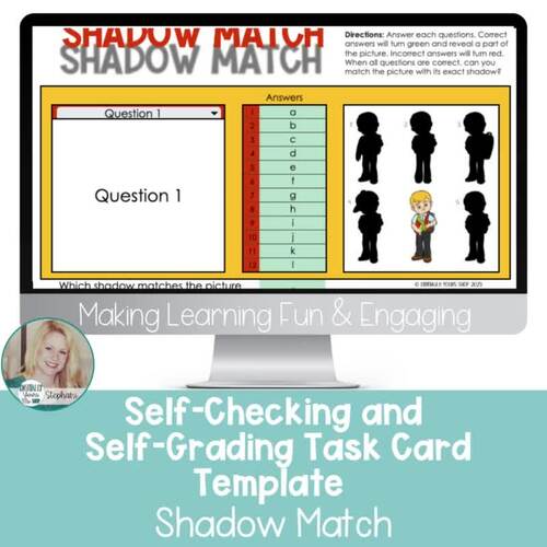 Editable & Customizable Self-Checking Template Digital Task Card Activity 2