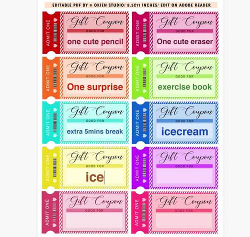 Editable Gift Coupon, Editable reward card, editable reward coupon