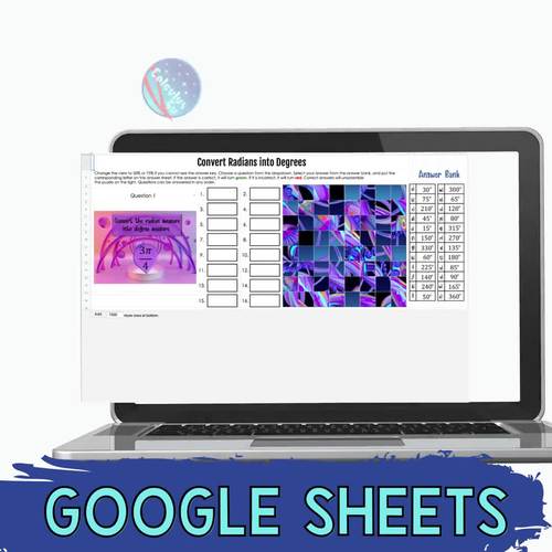 Convert Radians Into Degrees Digital Picture Unscramble using Google Sheets