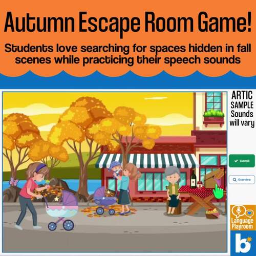 L Articulation Autumn Escape Room BOOM CARDS Game for Speech Therapy