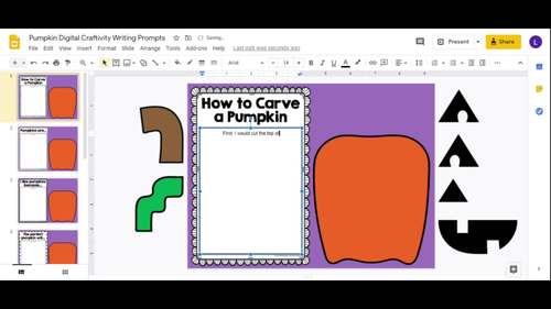 Pumpkin Craft | Google Classroom™ Activity | Writing Prompts in Google ...