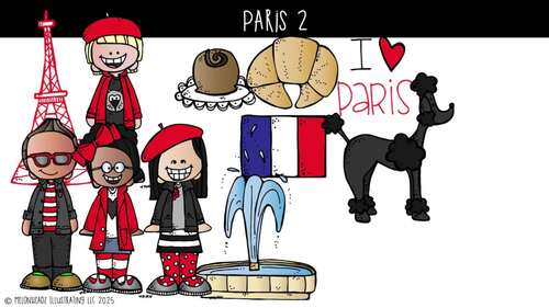Paris clip art Set 2 Eiffel Tower clip art COLORED Version | TPT