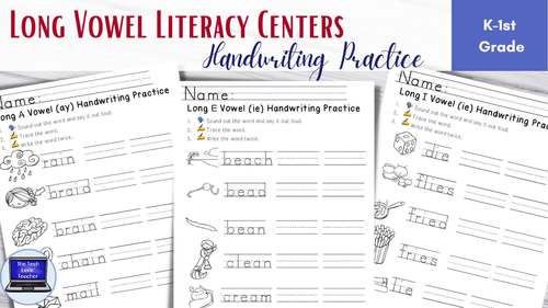 Ready to Use: Long Vowel Literacy Centers (Handwriting Practice)