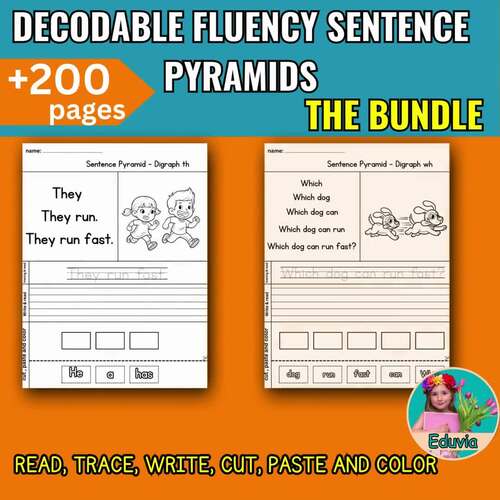 Phonics Decodable Sentence Pyramids Bundle | CVC, VCe, R-Controlled ...