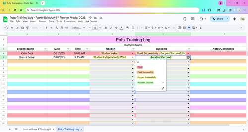 Potty Training Log, Toddler Toilet Training Tracker, Bathroom Progress ...