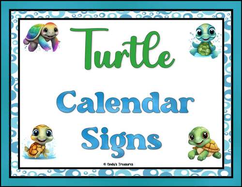 Turtle Calendar Cards *Editable* by Cindy's Treasures | TPT