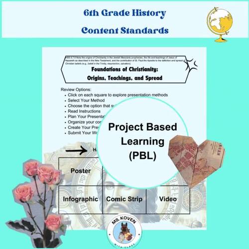 HSS 6.7.6: Origins of Christianity PBL Choice Board by Ms Koven with Class