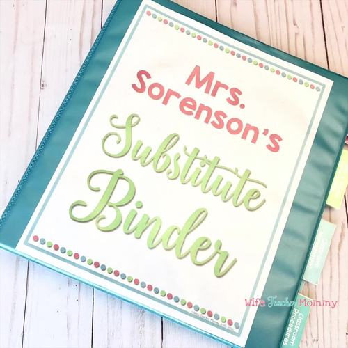 Editable Substitute Binder Forms- sub tub, plans, teacher planner PRINT ...