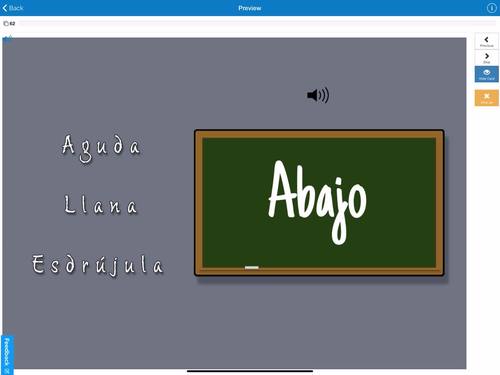 Boom Cards- La Silaba Tonica y Palabras Agudas, Llanas, y Esdrujula