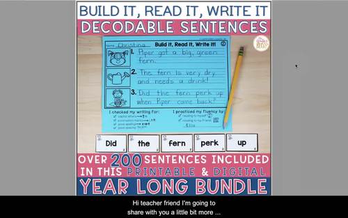 Decodable Sentence Building and Sentence Writing BUNDLE - Print & Digital