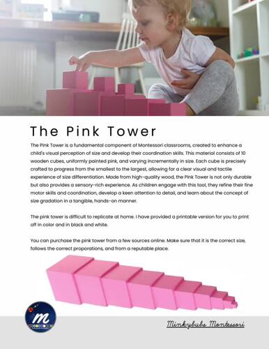 Montessori Pink Tower Lesson Plans and Assessment Tracking Sheet 3-6 ...