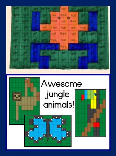 Rainforest Animals Color by Sight Word Preprimer Primer First Grade ...
