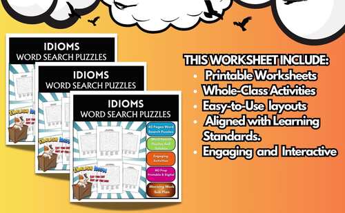 Fun Idioms Word Search Activities Morning Work 3rd,4th,5th,6th,7th,8th ...