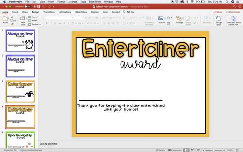 Distance Learning: Classroom Certificate Awards by Its Miss Lane