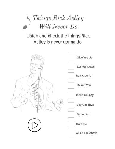 Rich Astley - Gonna. Interview Bundle. Listening. Grammar. ESL. ELA.