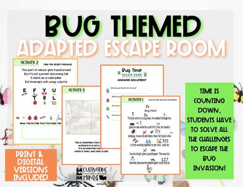 Bug Escape Room For Special Education | Sped | ESY | End of Year | May ...