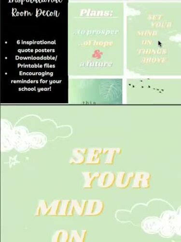 6 Inspirational Poster Decor- GREEN THEME- This Day I Choose | TPT