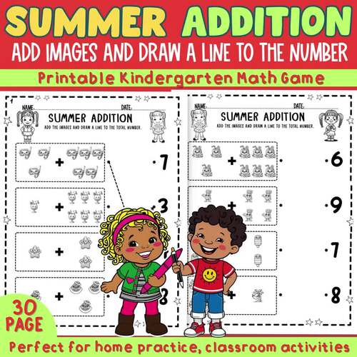 Summer Math Worksheets for Kindergarten | Addition with Pictures ...