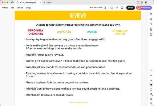 ESL Upper Intermediate Lesson: Discuss & Practise Reading & Writing Reviews