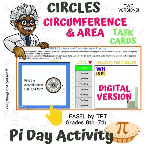 CIRCLES: Circumference and Area 8 TASK CARDS Pi Day Activity | TPT