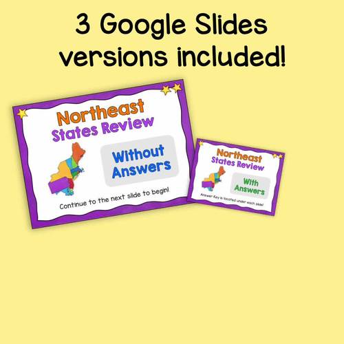 Northeast States Google Slides Task Cards⏐States, Capitals & Abbreviations