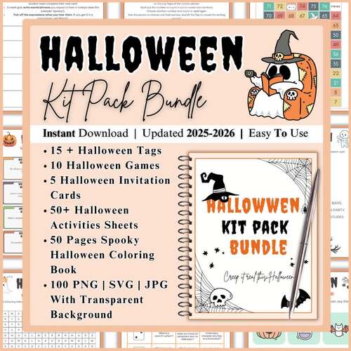 Halloween Activity Mega Bundle | Coloring Pages, Games, Invitations & Fun