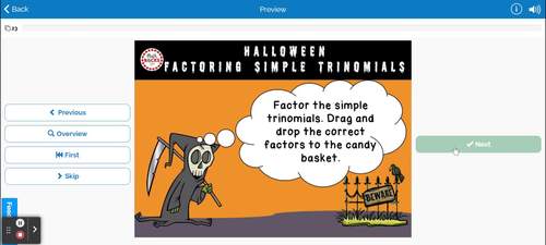 Halloween Factoring Quadratics Simple Trinomials Math Boom Cards™ Algebra 1