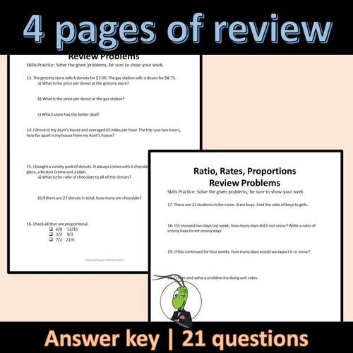 Ratios, Rates, Proportions Review and Test PreAlgebra | TpT