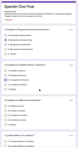 Spanish 1 Final Exam Editable Autocorrecting Google Forms & Printable ...