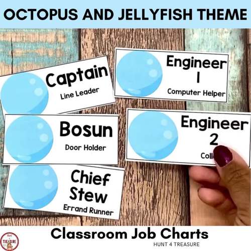 Octopus and Jellyfish Theme Classroom Decor | Job Chart by Hunt 4 Treasure