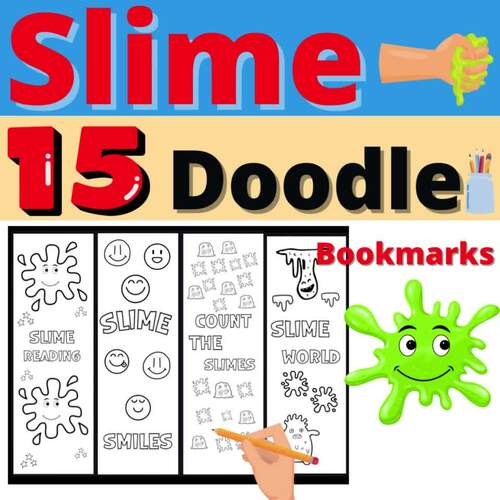 Slime Bookmarks Doodle Coloring Craft Activity SEL Resource No Prep