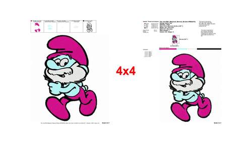 Papa Smurf Running Cartoon Embroidery Designs for Children's Apparel ...