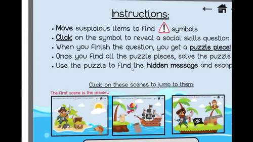 BOOM CARDS: Pirate Themed Social Skills Puzzle Escape Room by Vivi Speechie