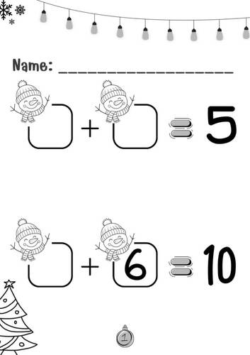 Christmas Addition Fill-in-the-Blanks Worksheet by Nattaya Phongtanee