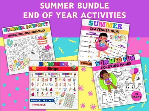 Awesome Summer Pack Bundle Activities- Coloring/Bingo and More! | TPT