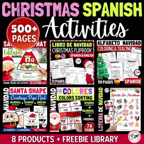 Christmas Activities in Spanish Bundle: Spanish Alphabet, Spanish ...