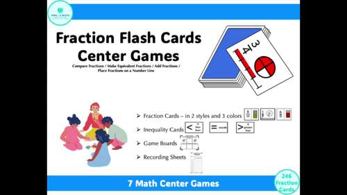 Fraction Flash Cards Center Games by OWH Loves Math | TPT