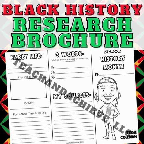 Black History Month Brochure Tri-Fold, Black History Biography Research ...