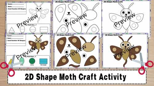 2D Shape Moth Craft | Geometry Activity for Kids | Cut & Paste Math Craft