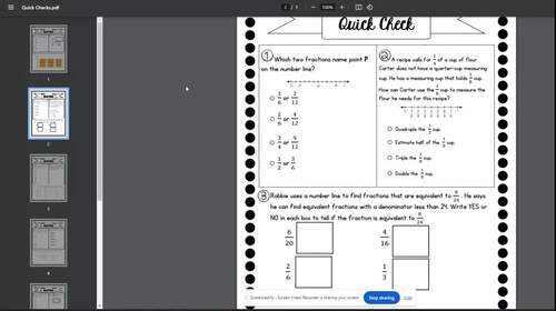 4th Grade EnVision Math Quick Checks/Exit Ticket - Topic 8 (Equivalent ...