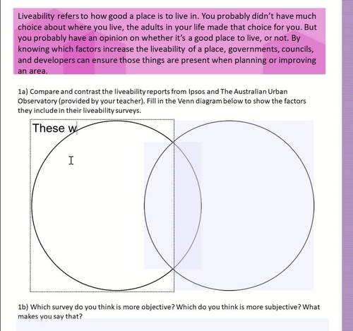 Liveability Geography Editable Worksheets Year 7 and 8 Australian ...