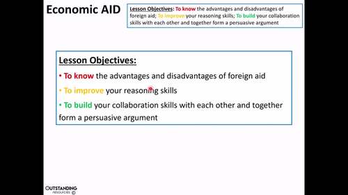 Economic Aid (International Aid) Activity and Lesson by Outstanding ...