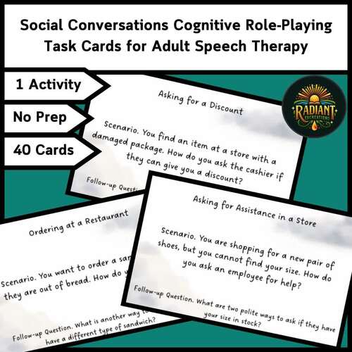 Social Conversations Cognitive Role-Playing Task Cards for Adult Speech ...