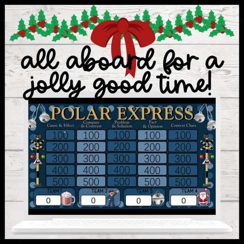 Polar Express Comprehension Game Show | Holiday Jeopardy Style Christmas