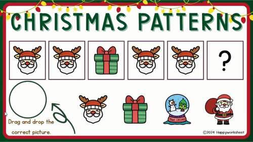 Christmas Patterns | Drag and Drop Google Slides For Kindergarten – Grade 1
