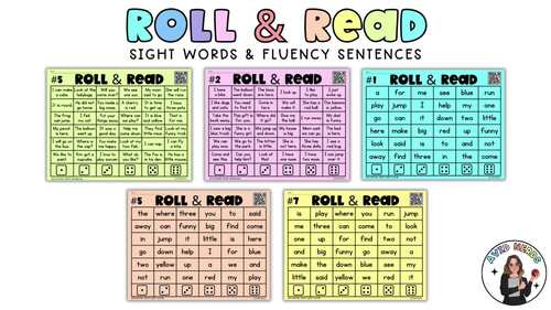 Preschool Sight Words and Fluency Sentences Worksheets | Roll and Read ...