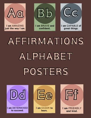 Boho Colors Theme Alphabet Affirmations Posters by Joyful Bird Creations