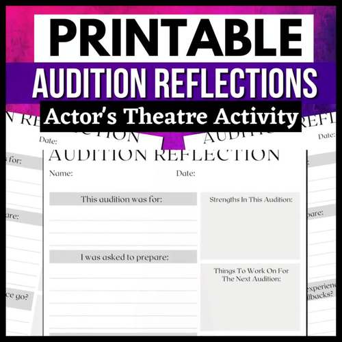 Audition Reflection Printable Worksheet → No Prep Activity (Acting ...