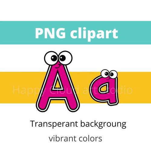 Letter A clipart MEGA set {alphabet clipart} Happy cloud clipart